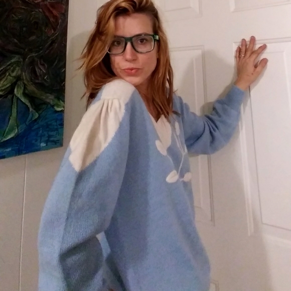 Vintage | Sweaters | Demure Maurada 98s Baby Blue Sweater | Poshmark
